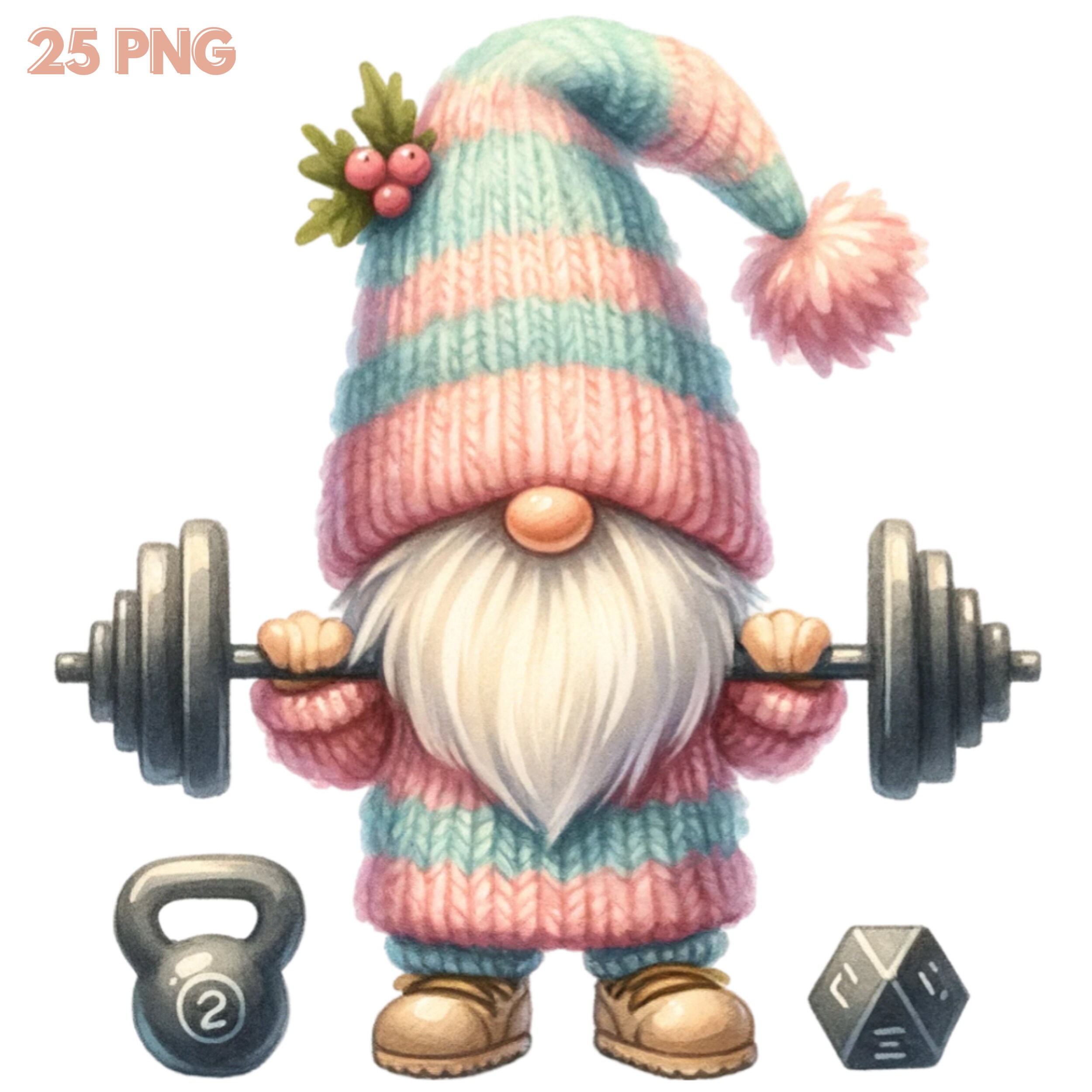 Fitness Gnomes Watercolor Clipart Bundle, Exercise Gnomes Clipart ...