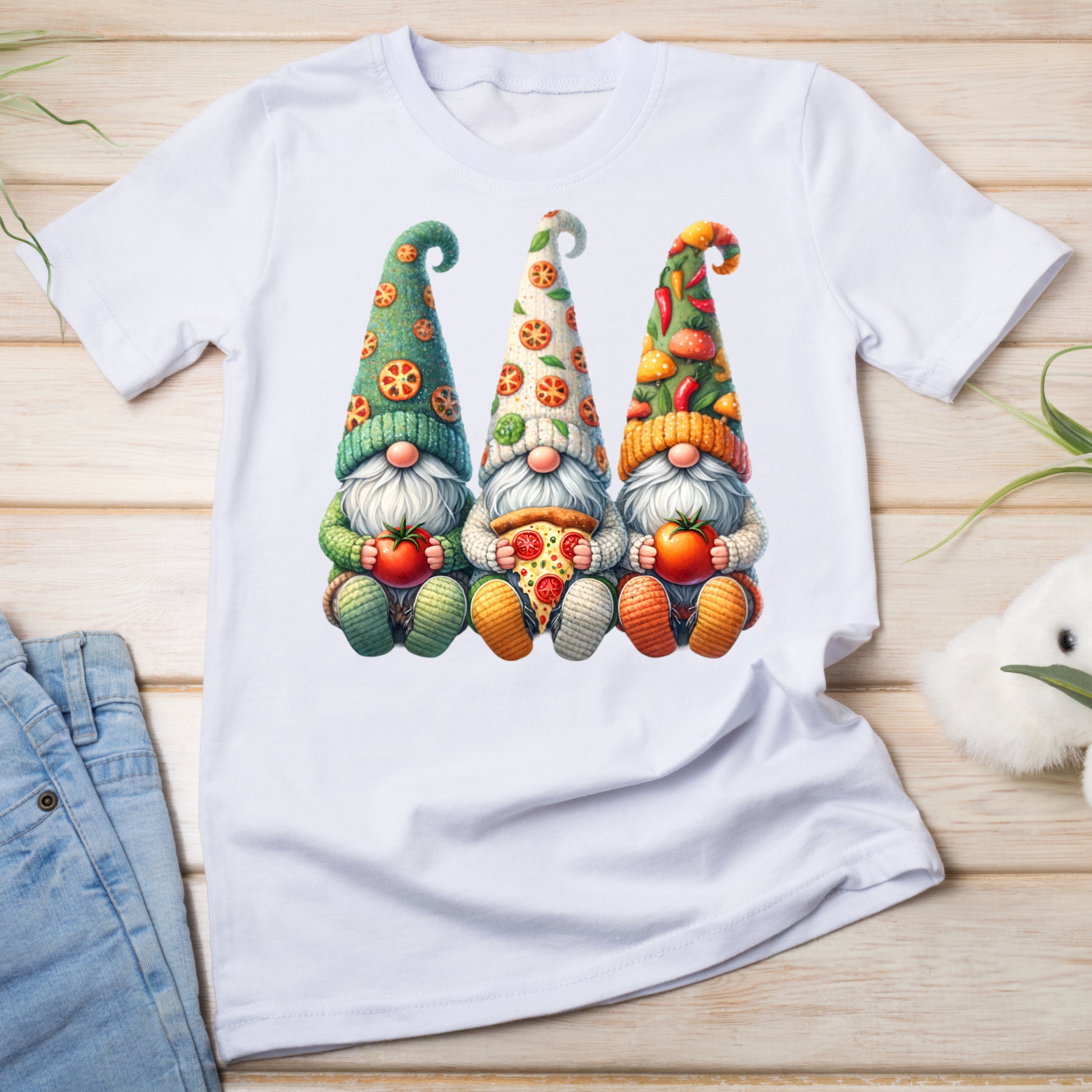 Pizza Gnomes Clipart PNG Bundle, 5 Images Gnomes With Pizza Watercolor ...