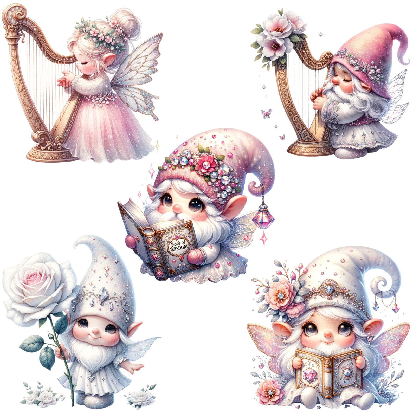 Fairy Gnome Clipart PNG, 15 Watercolor Princess Clip Art, Gift ...