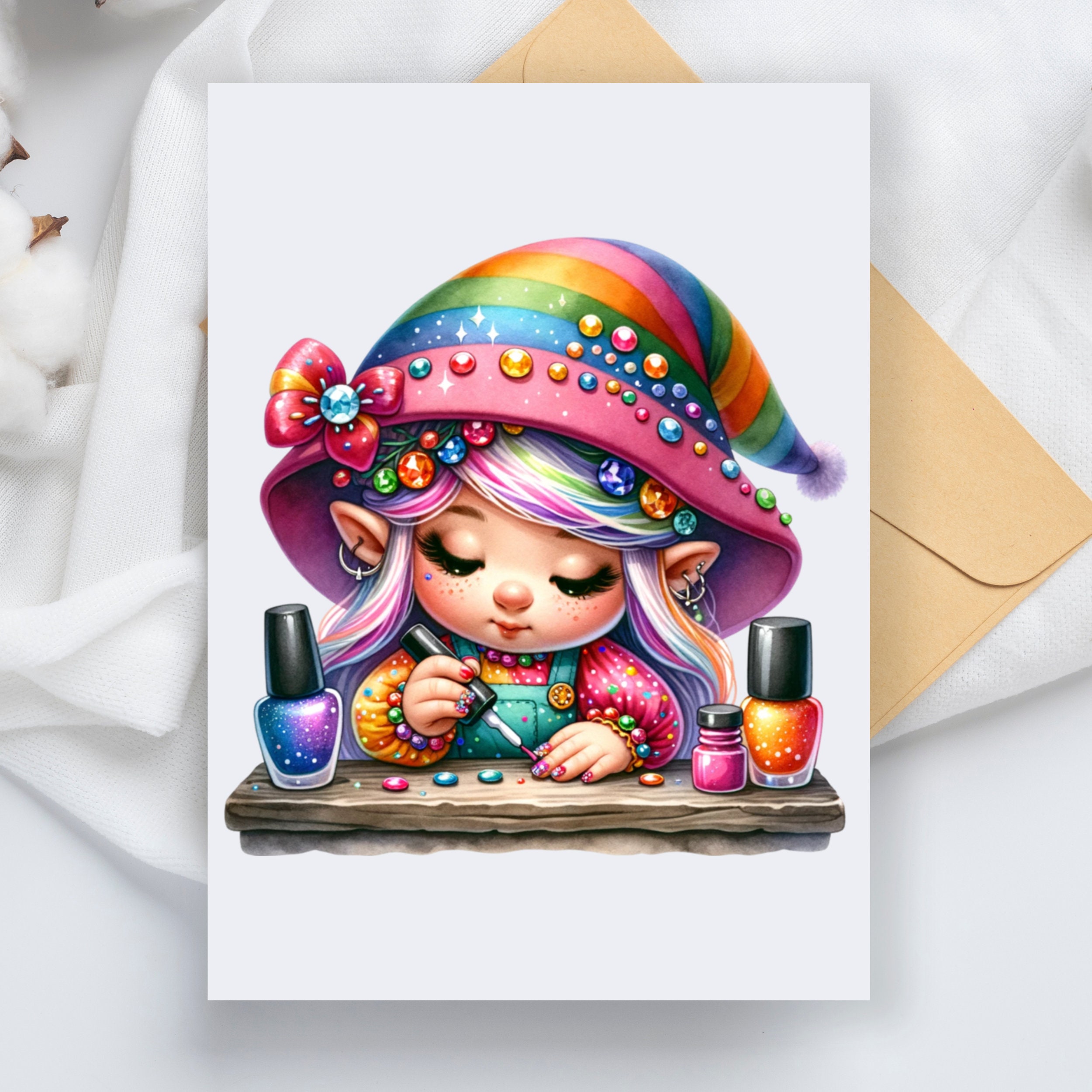 Charming Esthetician Gnome Clipart, Beauty Gnome Png, Nail Tech Gnomes ...