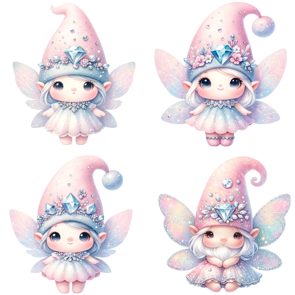 Fairy Gnome Clipart PNG, 12 Watercolor Princess Clip Art, Gift ...