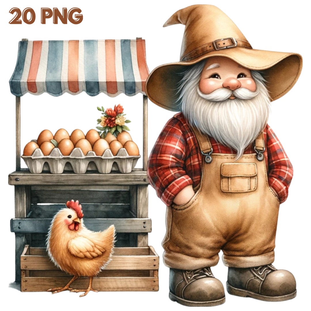 Farmers Market Gnomes Clipart, Cute Gnome Clip Art, Vegetables Farm ...