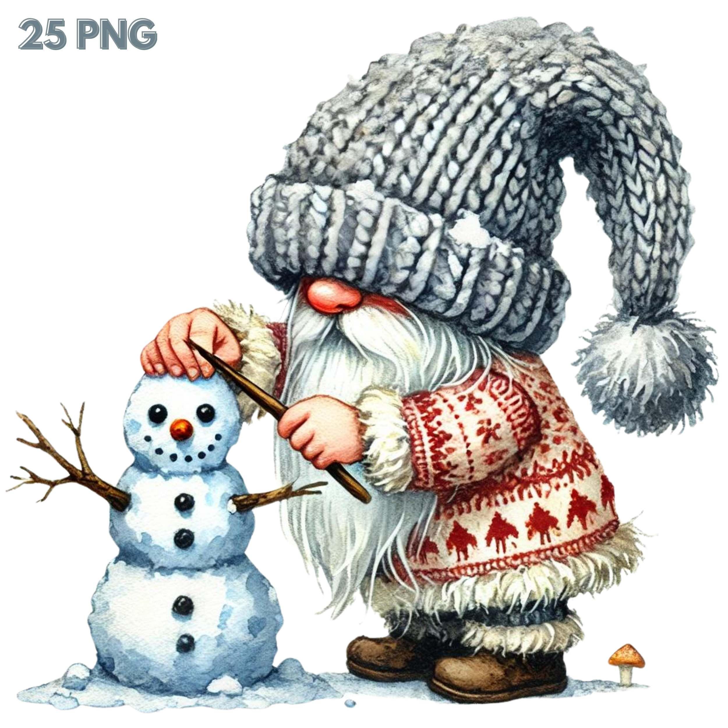 Snowman Gnome Clipart Png, Snowman Gnome Watercolor Clipart, Snowman ...