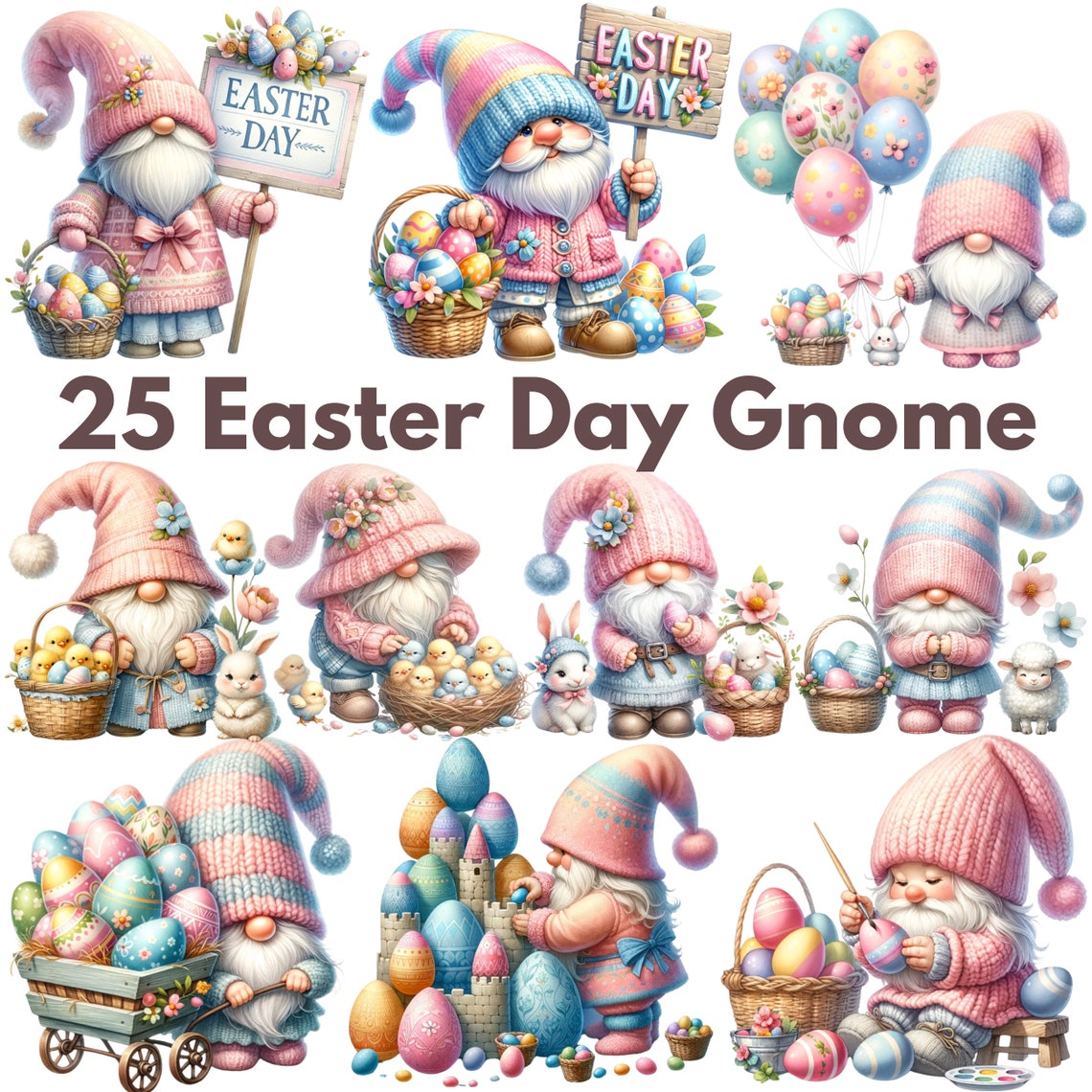 Easter Gnome Clipart, Garden Clipart, Spring Gnome Png Graphics, Gnome ...