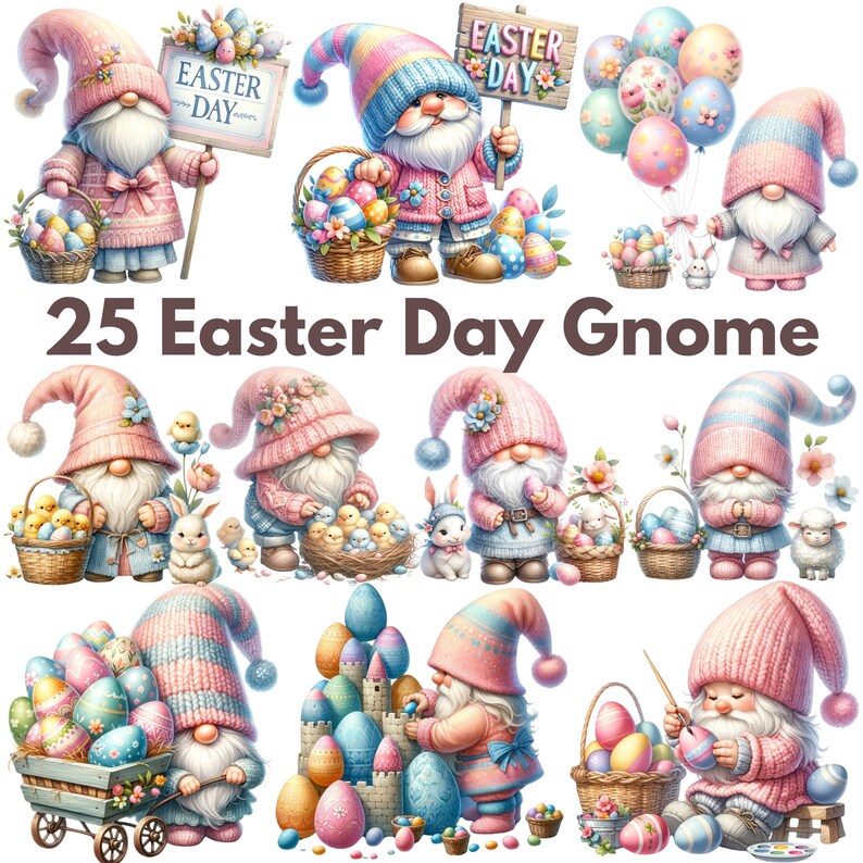 Easter Gnome Clipart, Garden Clipart, Spring Gnome Png Graphics, Gnome ...