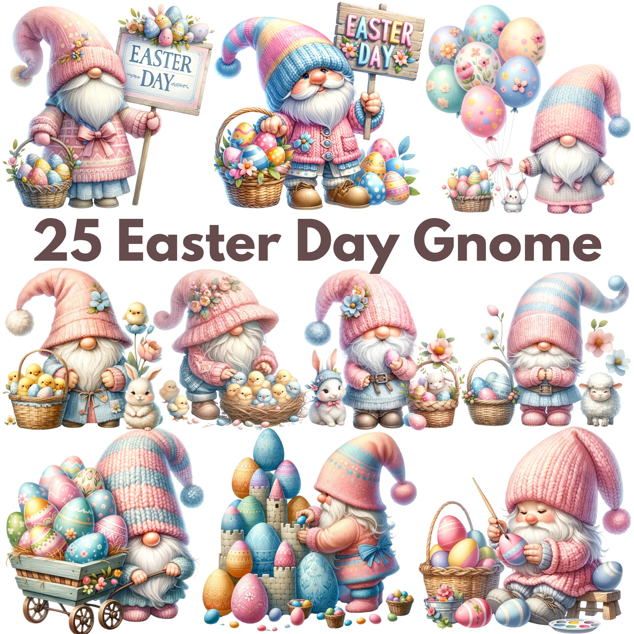 Easter Gnome Clipart, Garden Clipart, Spring Gnome Png Graphics, Gnome ...