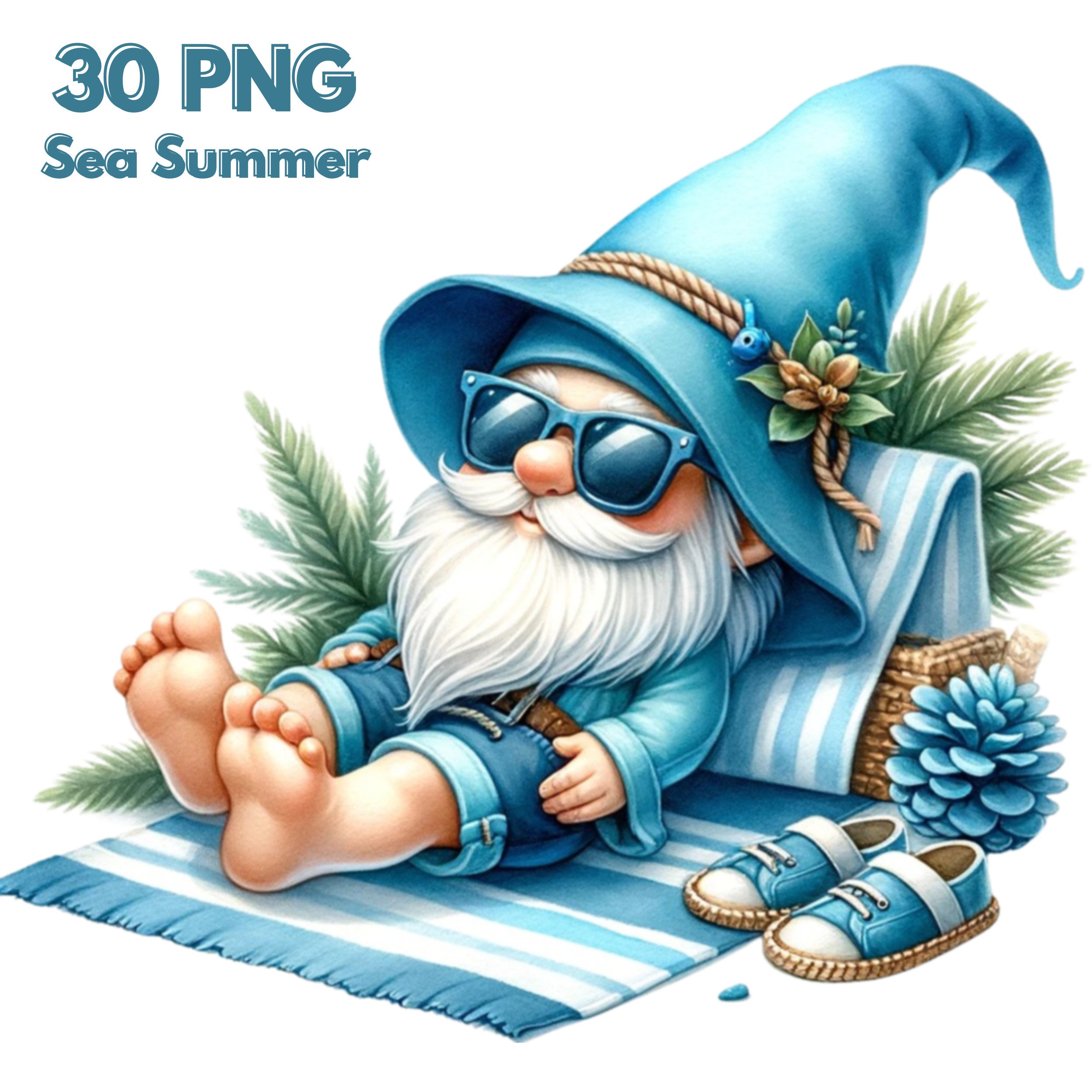 Summer Beach Gnome Watercolor Clipart Png, Sea Summer Gnome, Nature ...