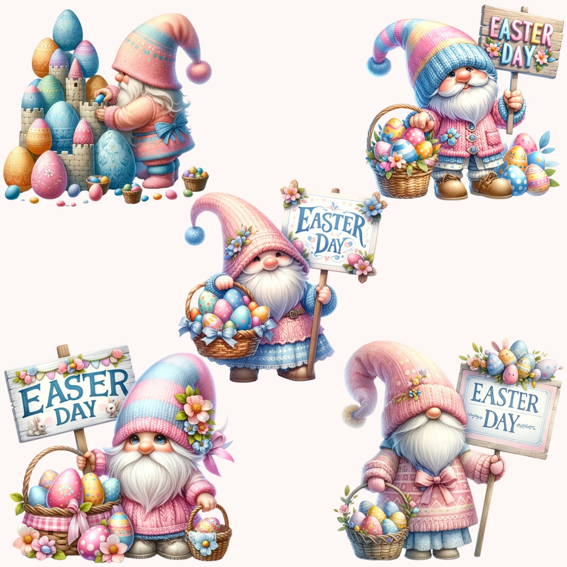 Easter Gnome Clipart, Garden Clipart, Spring Gnome Png Graphics, Gnome ...