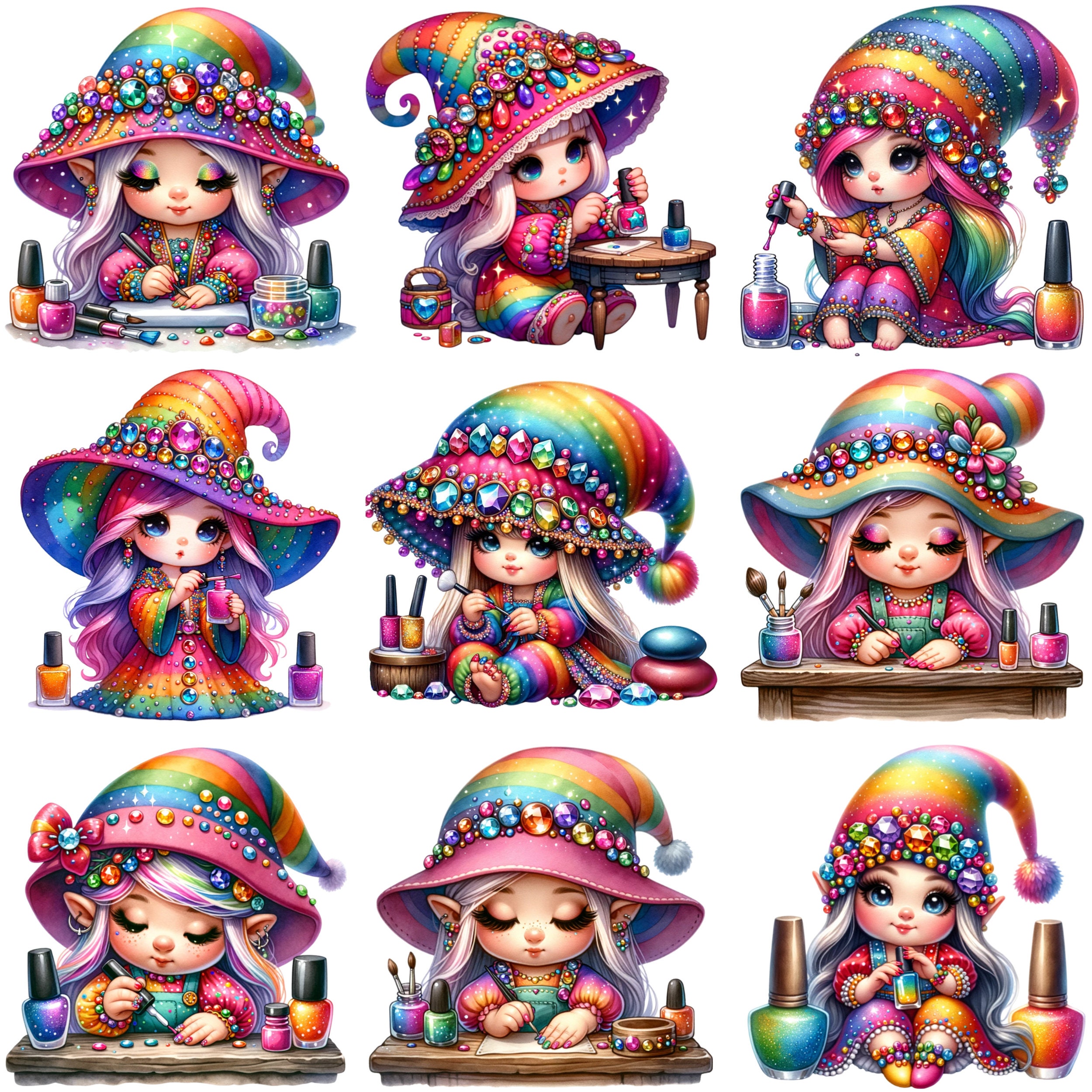 Charming Esthetician Gnome Clipart, Beauty Gnome Png, Nail Tech Gnomes ...