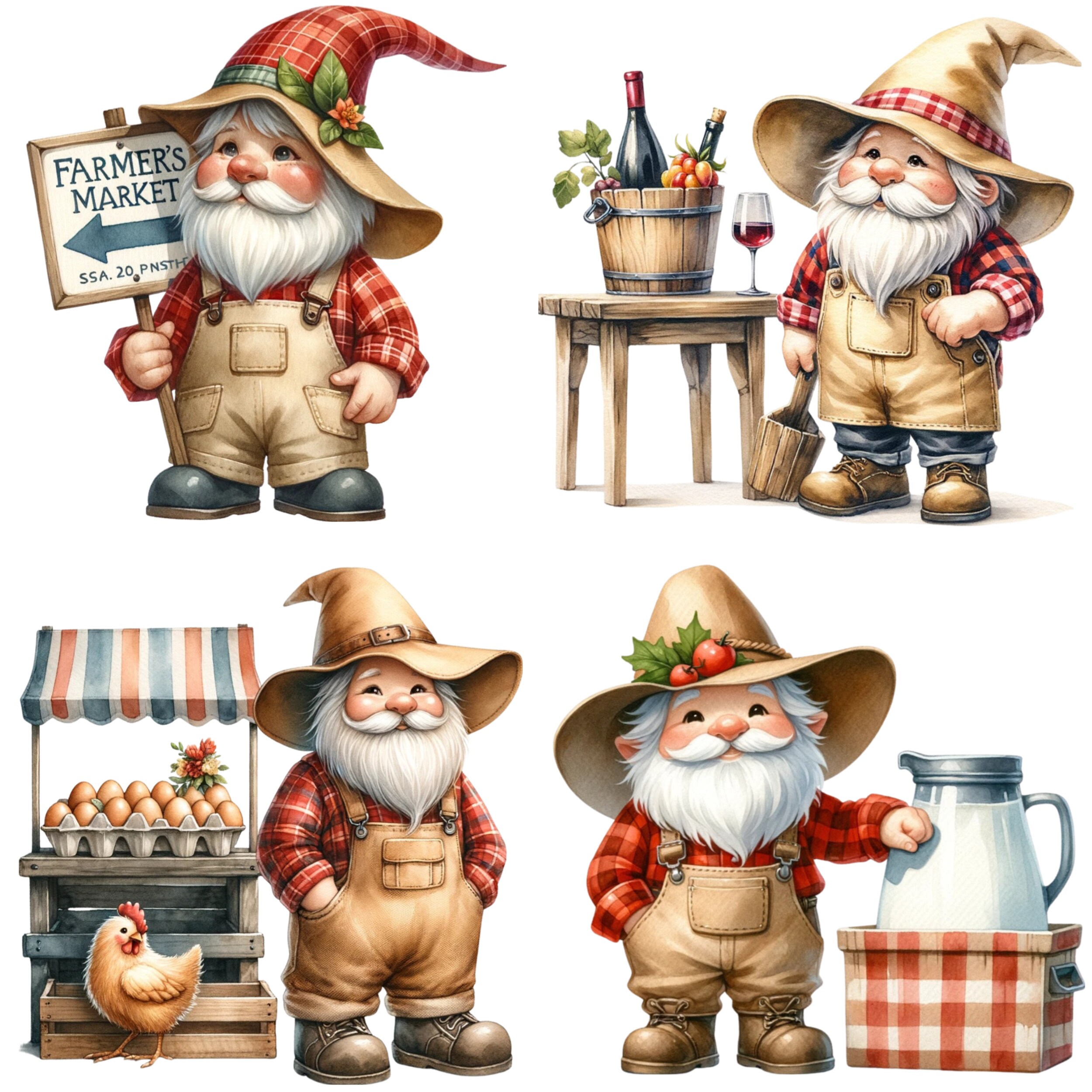 Farmers Market Gnomes Clipart, Cute Gnome Clip Art, Vegetables Farm ...