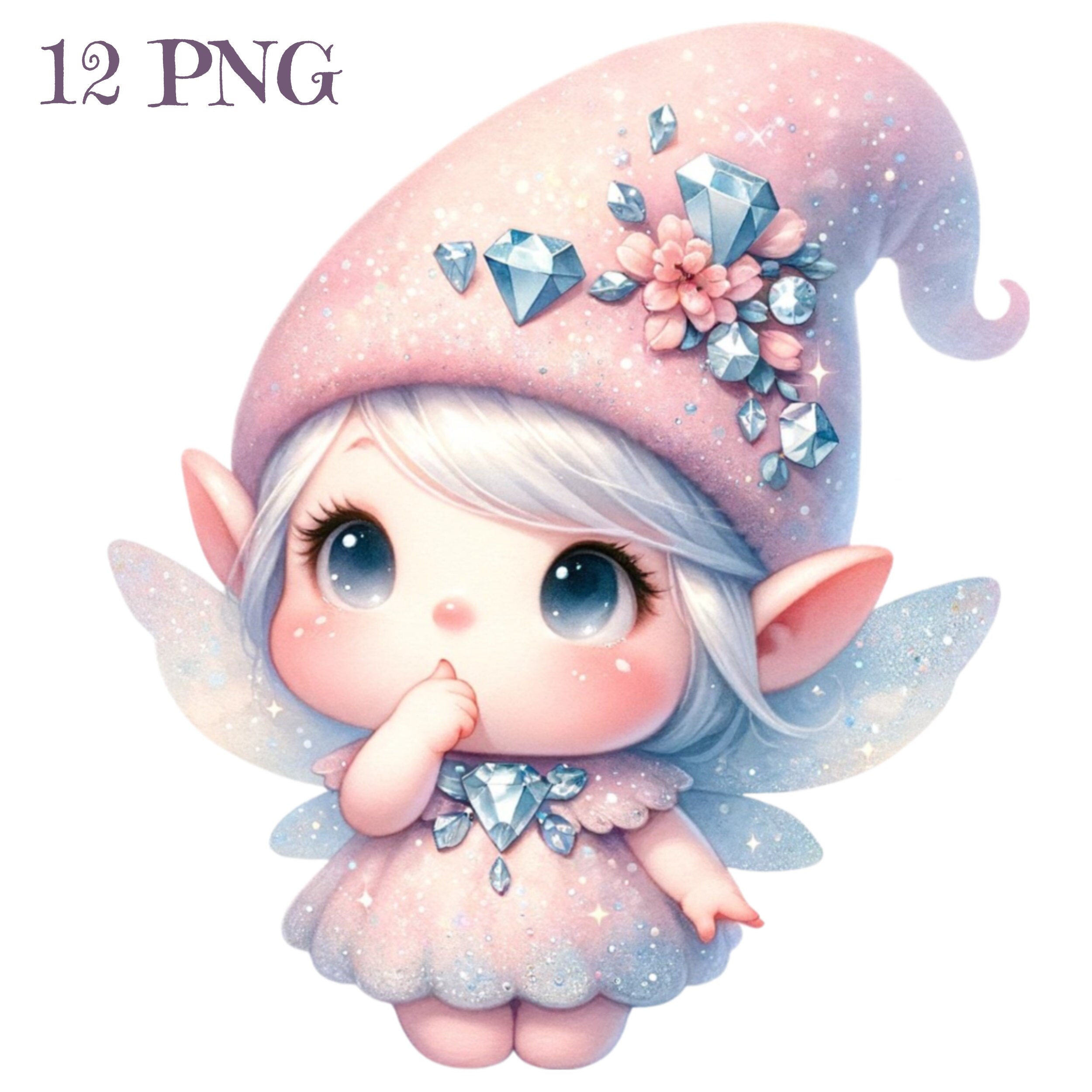 Fairy Gnome Clipart PNG, 12 Watercolor Princess Clip Art, Gift ...