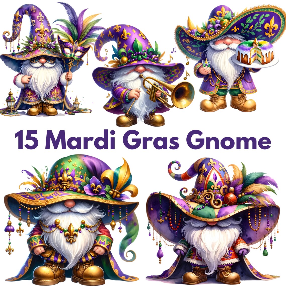 Mardi Gras Gnome PNG, Festival Party Gnome Clipart Commercial Use Mardi ...