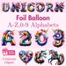 Unicorn Foil Balloon Alphabet Clip Art, Unicorn Alphabet A-Z Number 0-9 ...