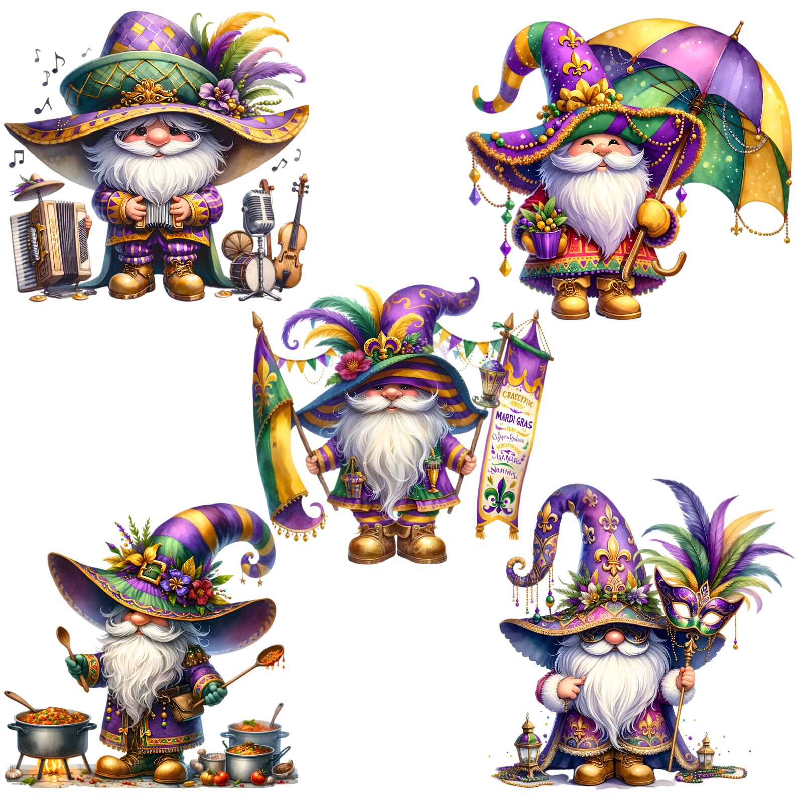 Mardi Gras Gnome PNG, Festival Party Gnome Clipart Commercial Use Mardi ...
