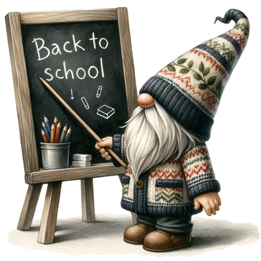 Back to School Gnome Clipart Bundle, Watercolor Gnomes PNG, Graduation ...