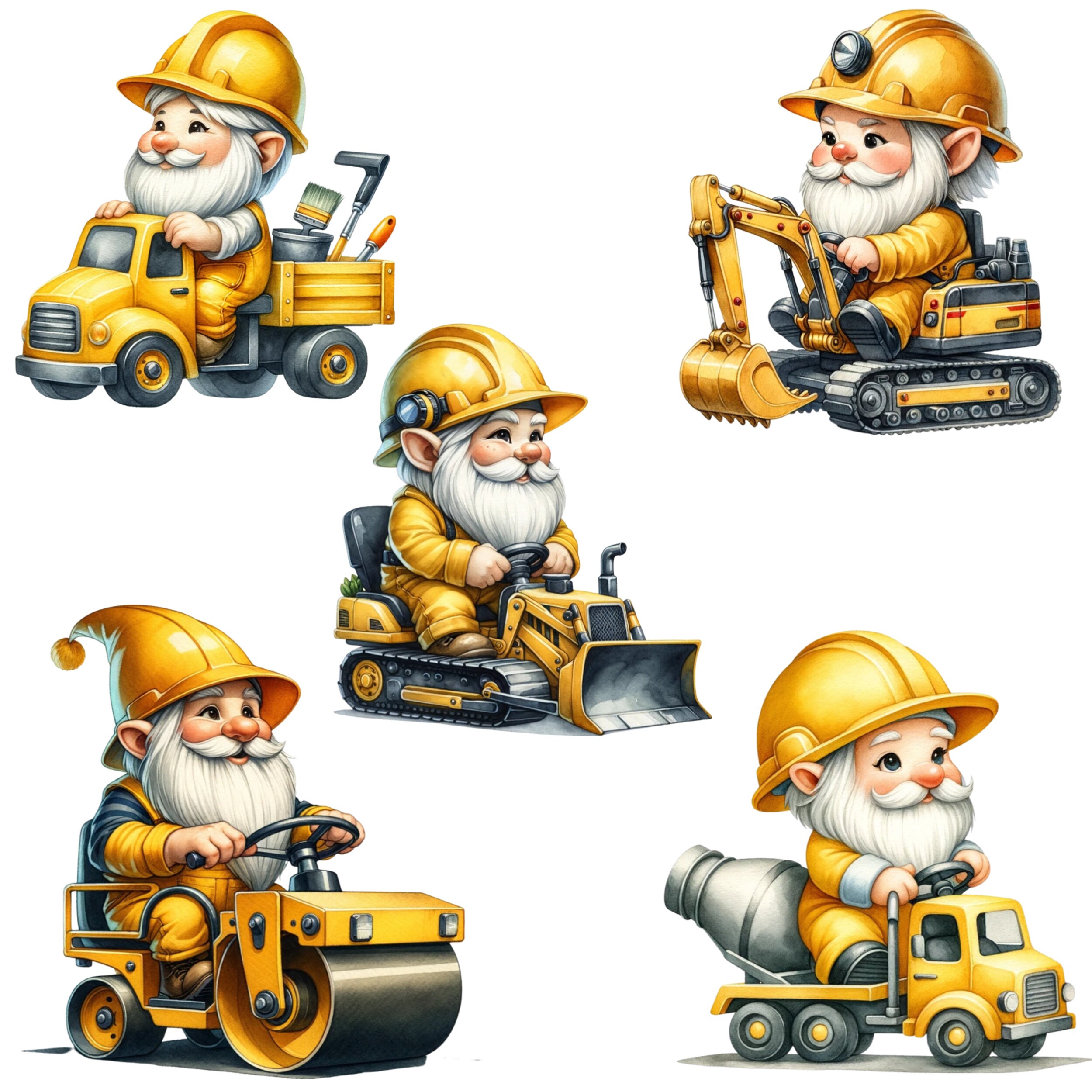 Construction Gnomes Builder Gnomes Watercolor Clipart,construction Site ...
