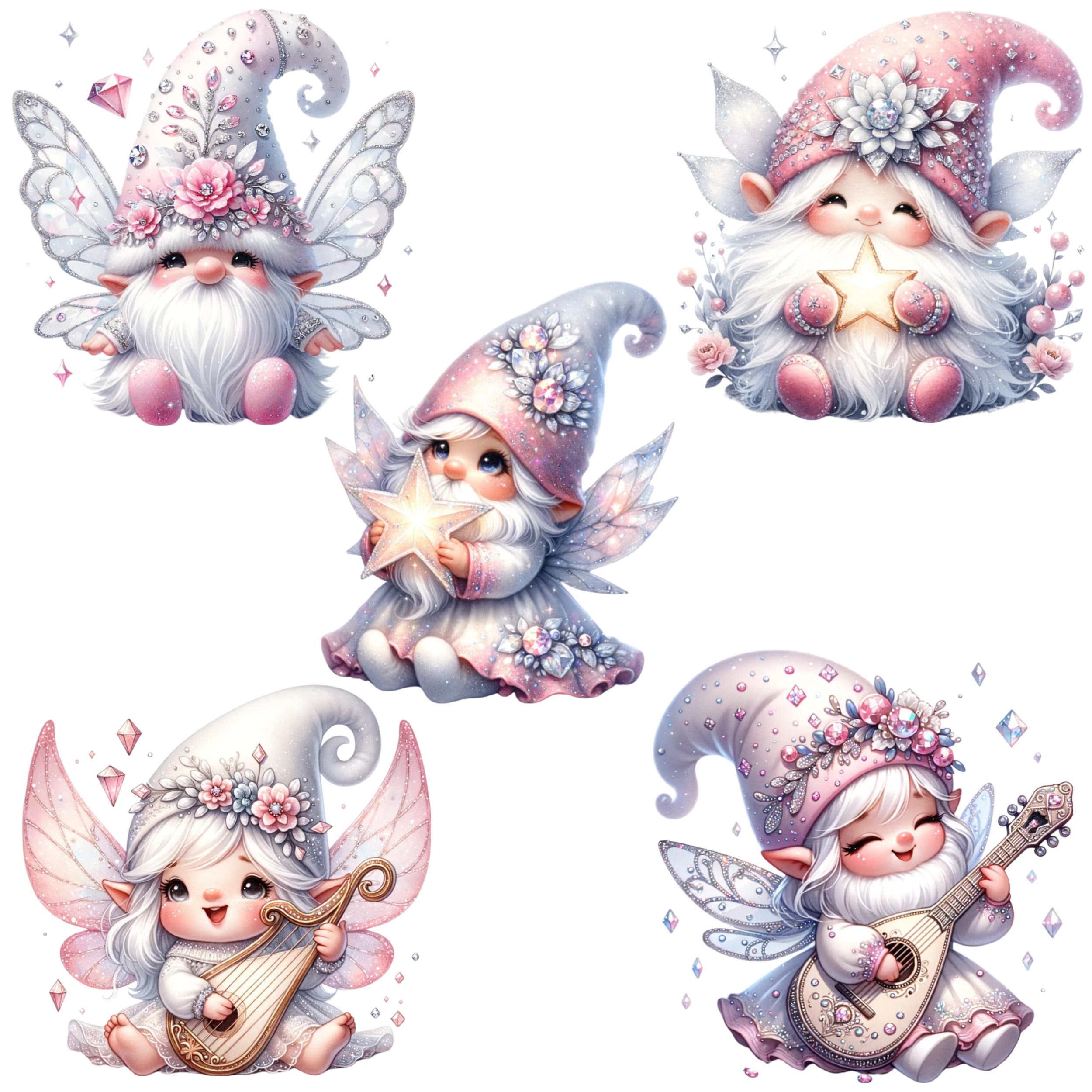 Fairy Gnome Clipart PNG, 15 Watercolor Princess Clip Art, Gift ...