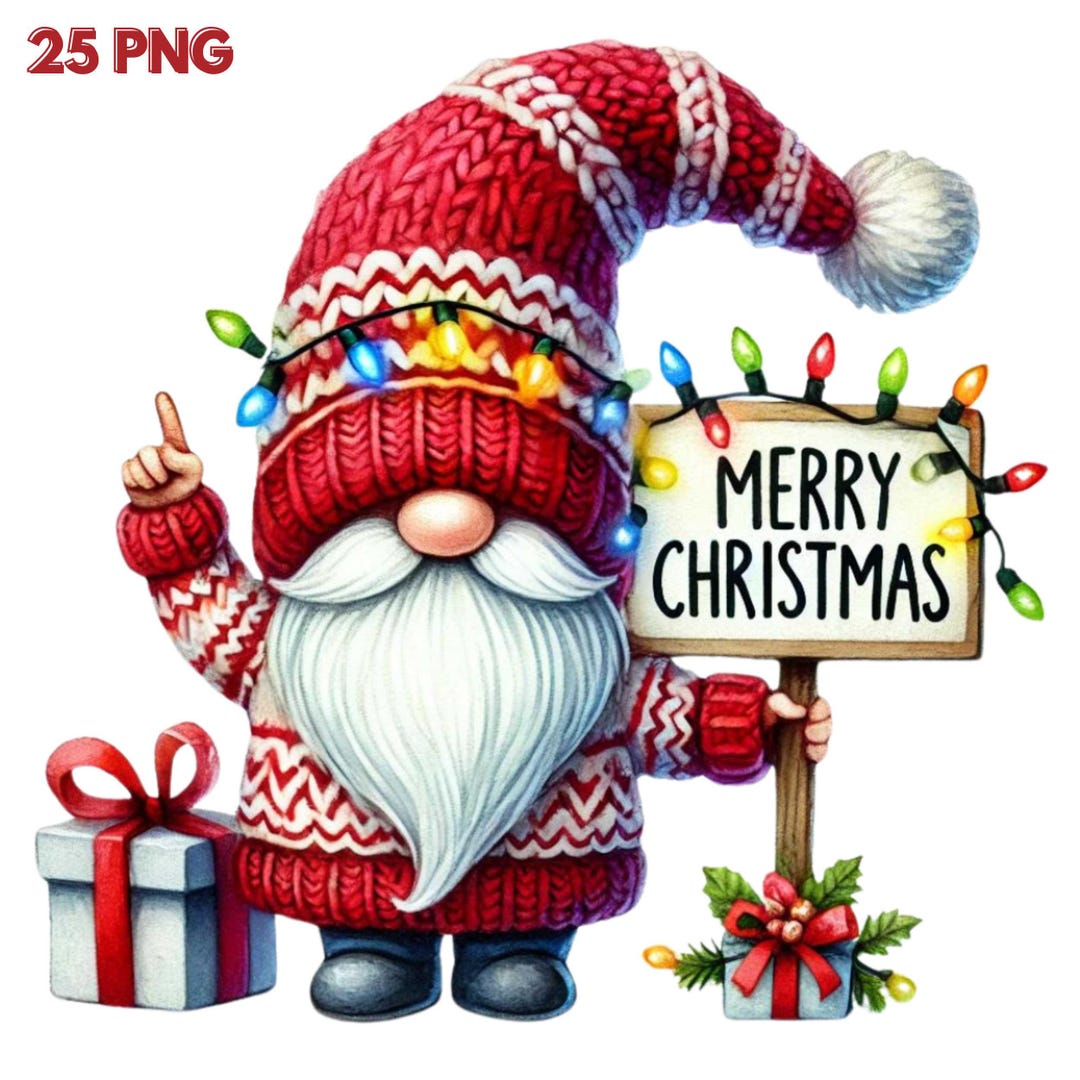 Santa Sign Christmas Gnomes Clipart, Gnome Winter Clipart PNG ...