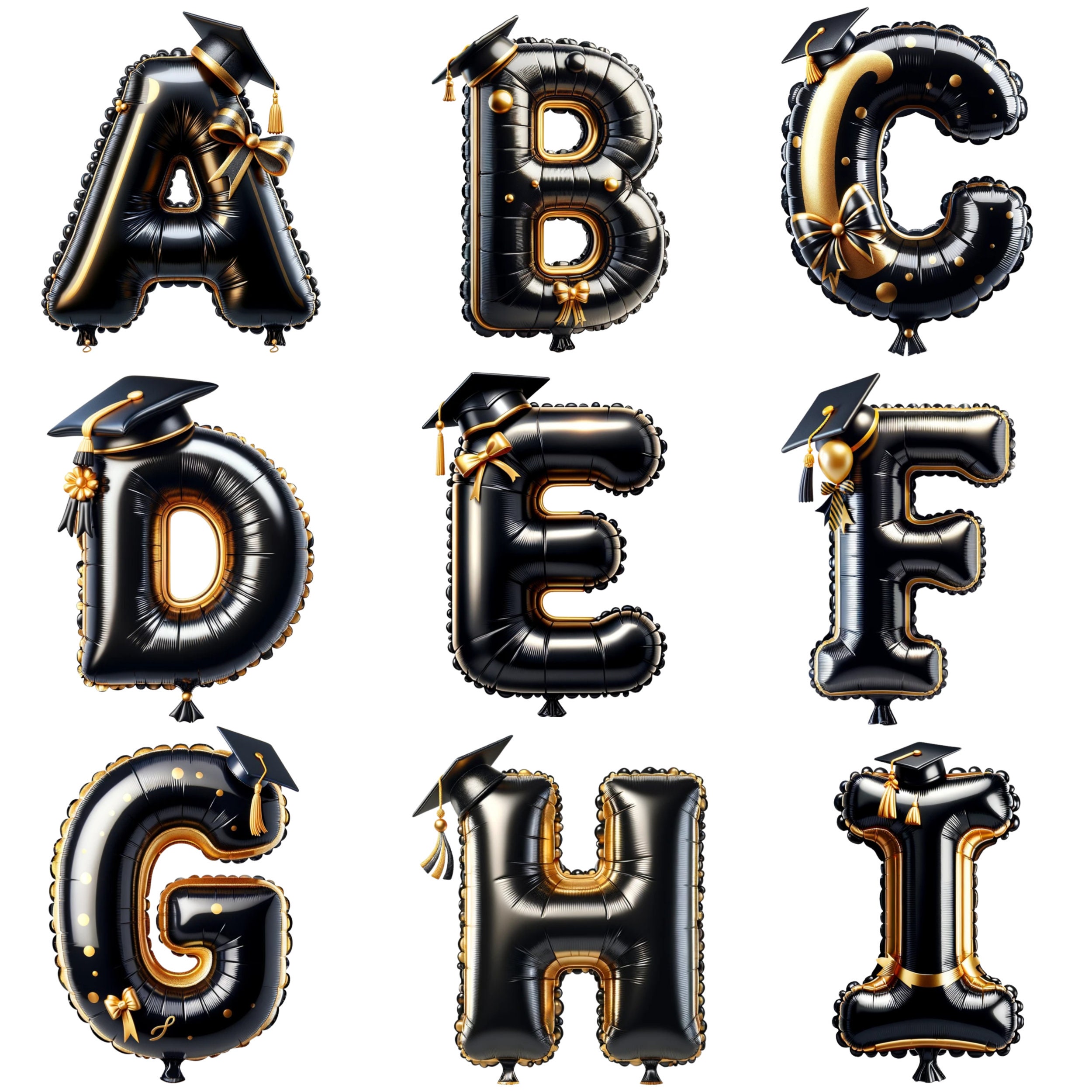 Graduated Foil Balloon Alphabet Clip Art Foil Balloon - Etsy