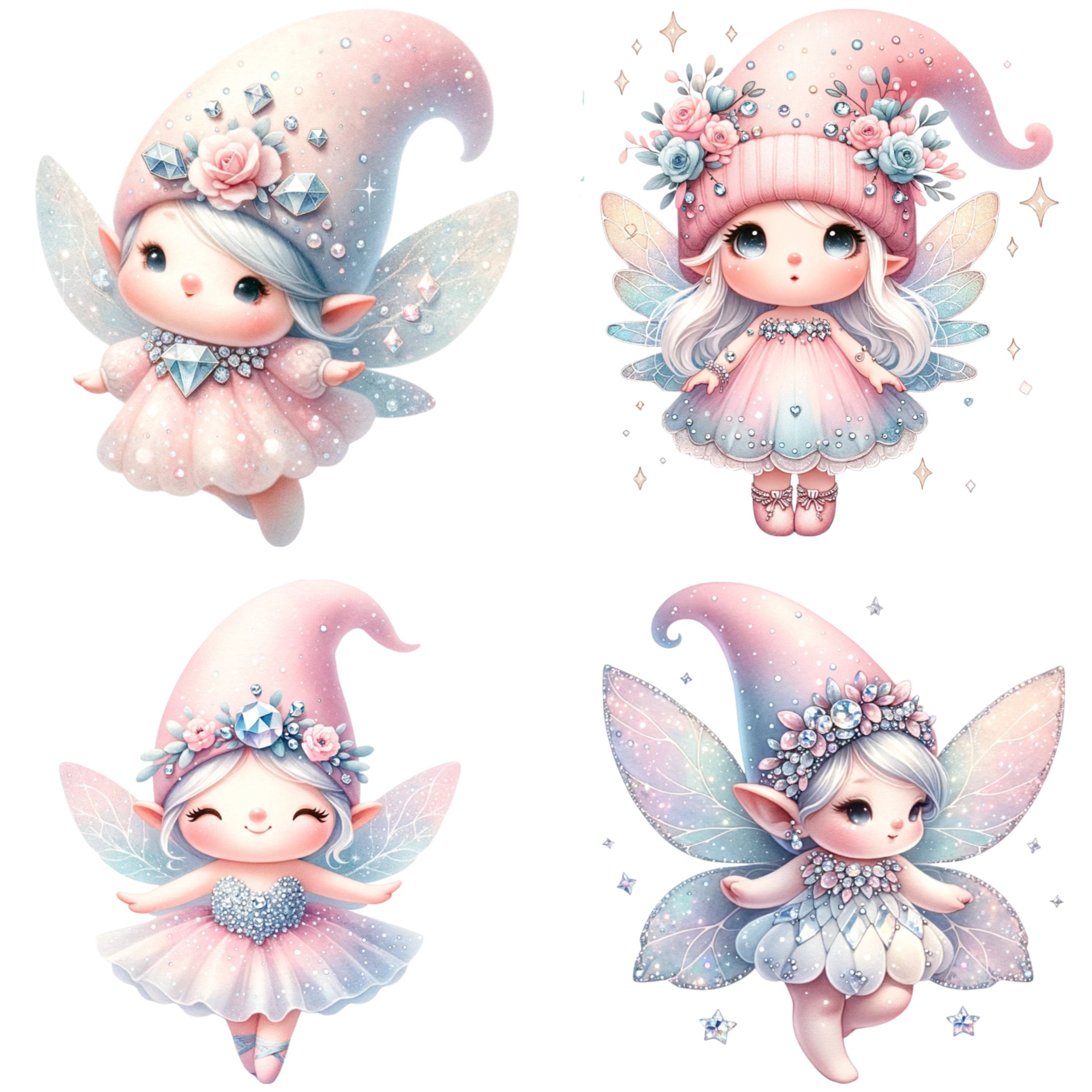 Fairy Gnome Clipart PNG, 12 Watercolor Princess Clip Art, Gift ...