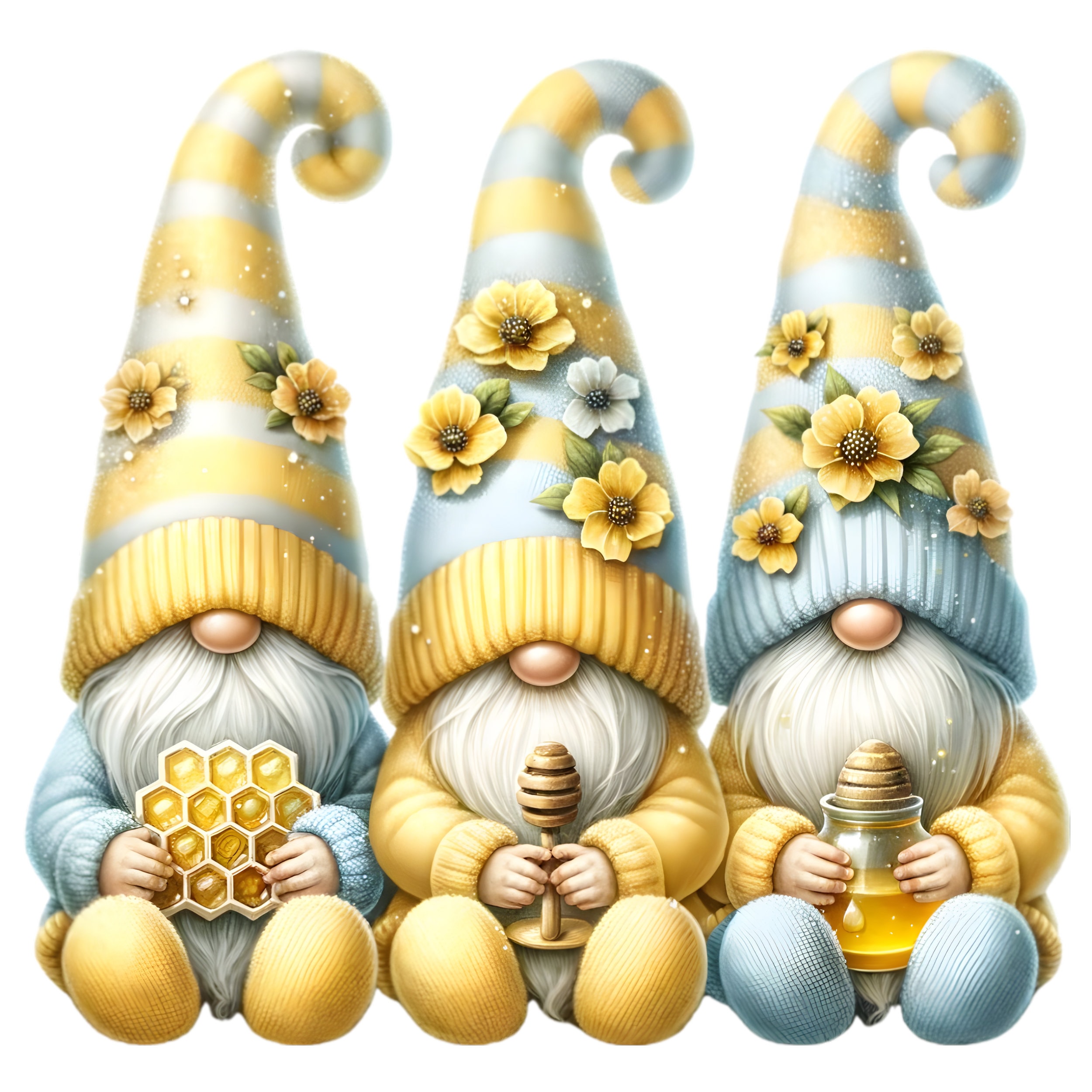 Honey Bee Gnomes Watercolor Clipart PNG, Bumble Bee Gnomes, Watercolor ...