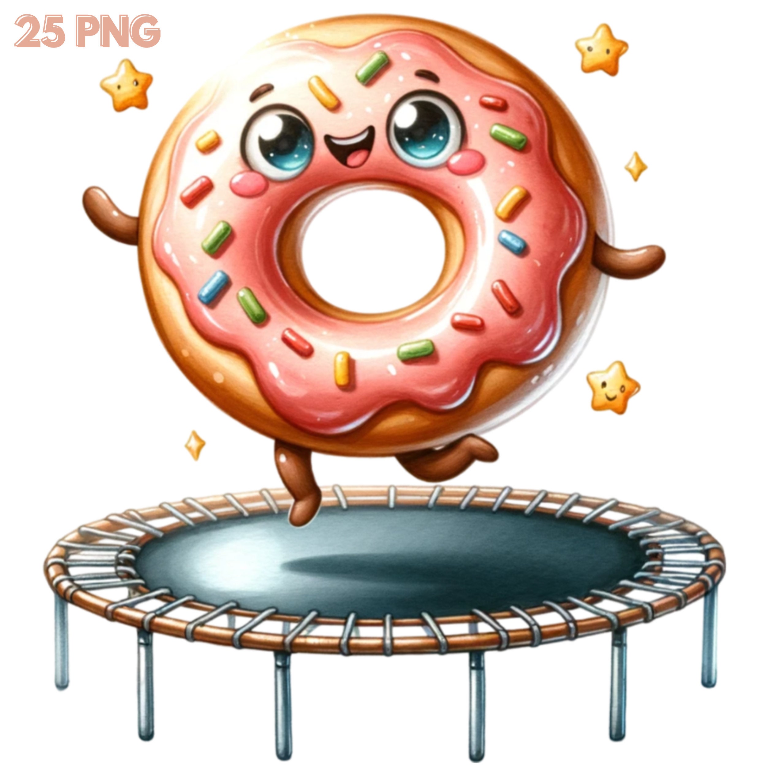 Donut Exercise Watercolor Clipart Bundle, Workout Donut, Donut Running ...