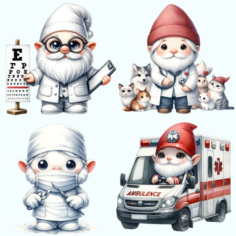 Nurse Doctor Gnomes Clipart, Doctor Gnomes Clipart, Nurse Gnomes ...