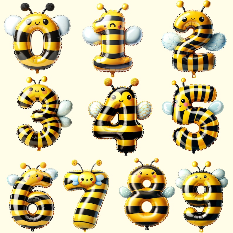 Bee Foil Balloon Alphabet Clip Art, Bee Alphabet A-Z Number 0-9 PNG ...