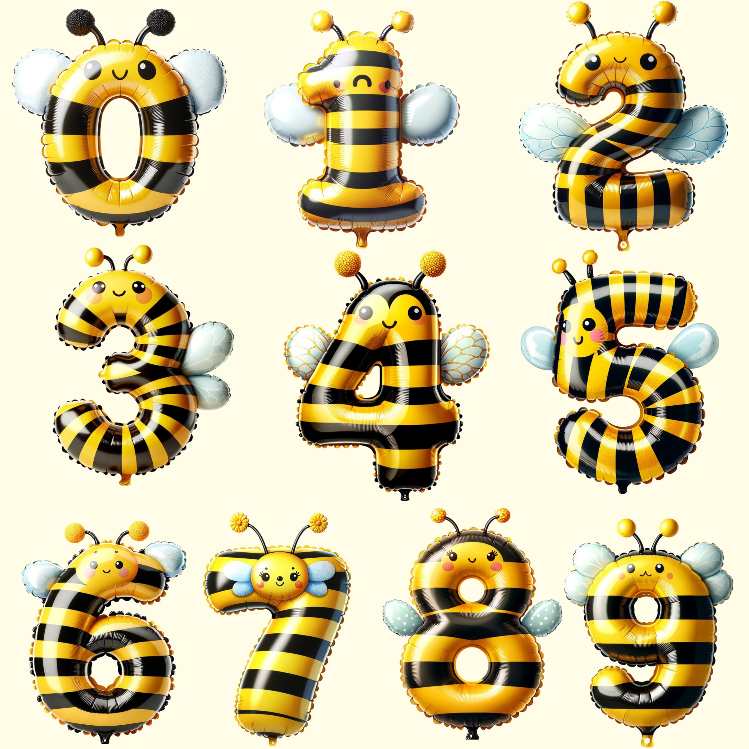 Bee Foil Balloon Alphabet Clip Art, Bee Alphabet A-Z Number 0-9 PNG ...