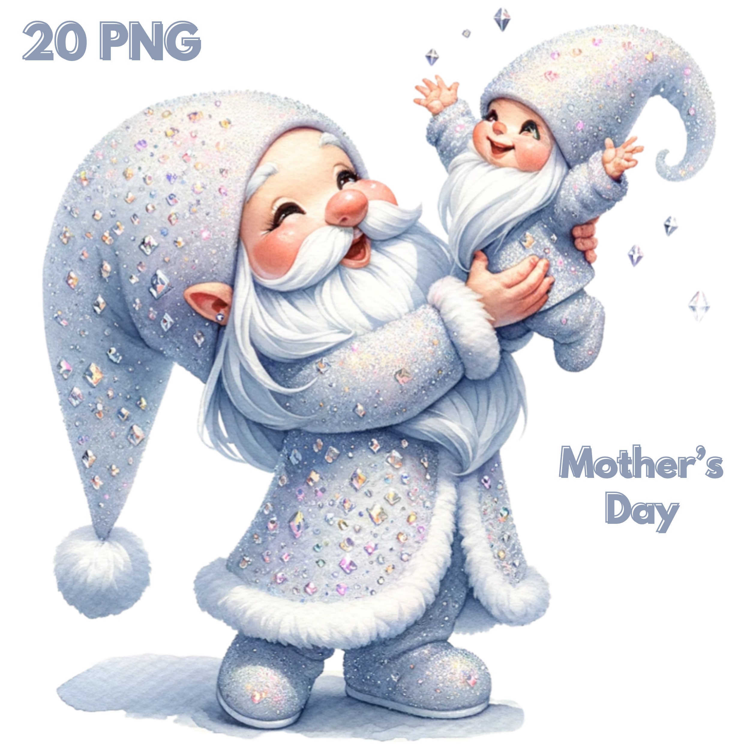 Mother's Day Gnome Watercolor Clipart, Mom Baby Watercolor PNG, Mother ...