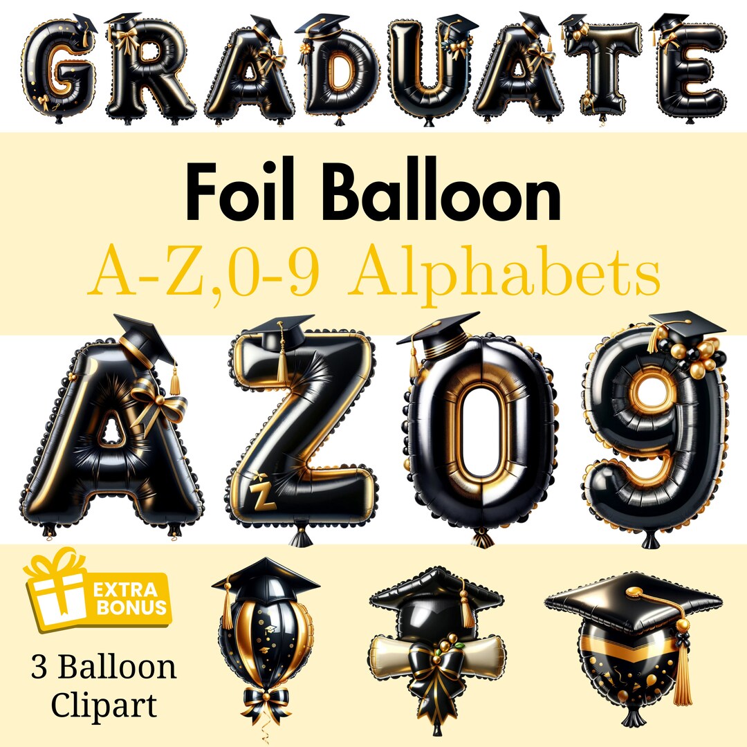 Graduated Foil Balloon Alphabet Clip Art Foil Balloon - Etsy