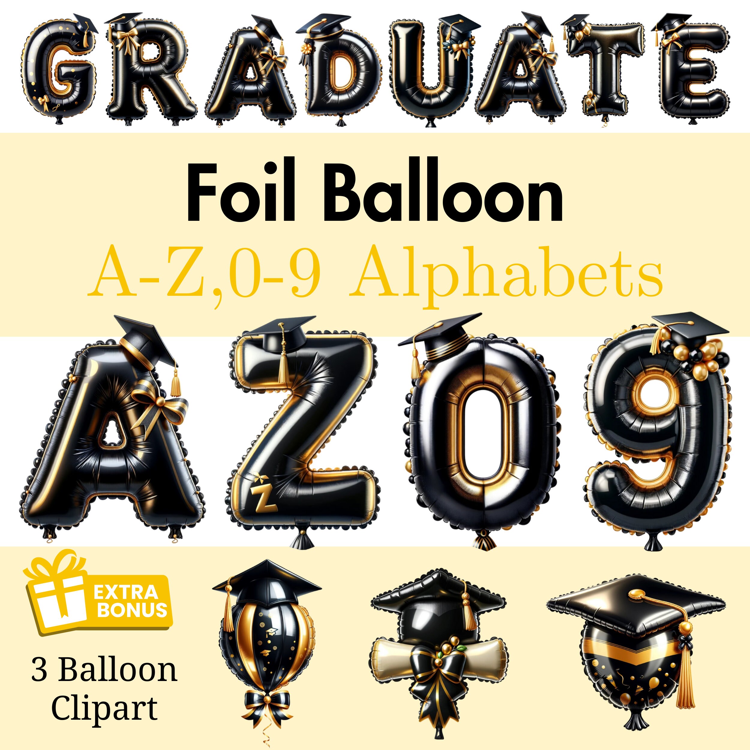 Graduated Foil Balloon Alphabet Clip Art Foil Balloon - Etsy