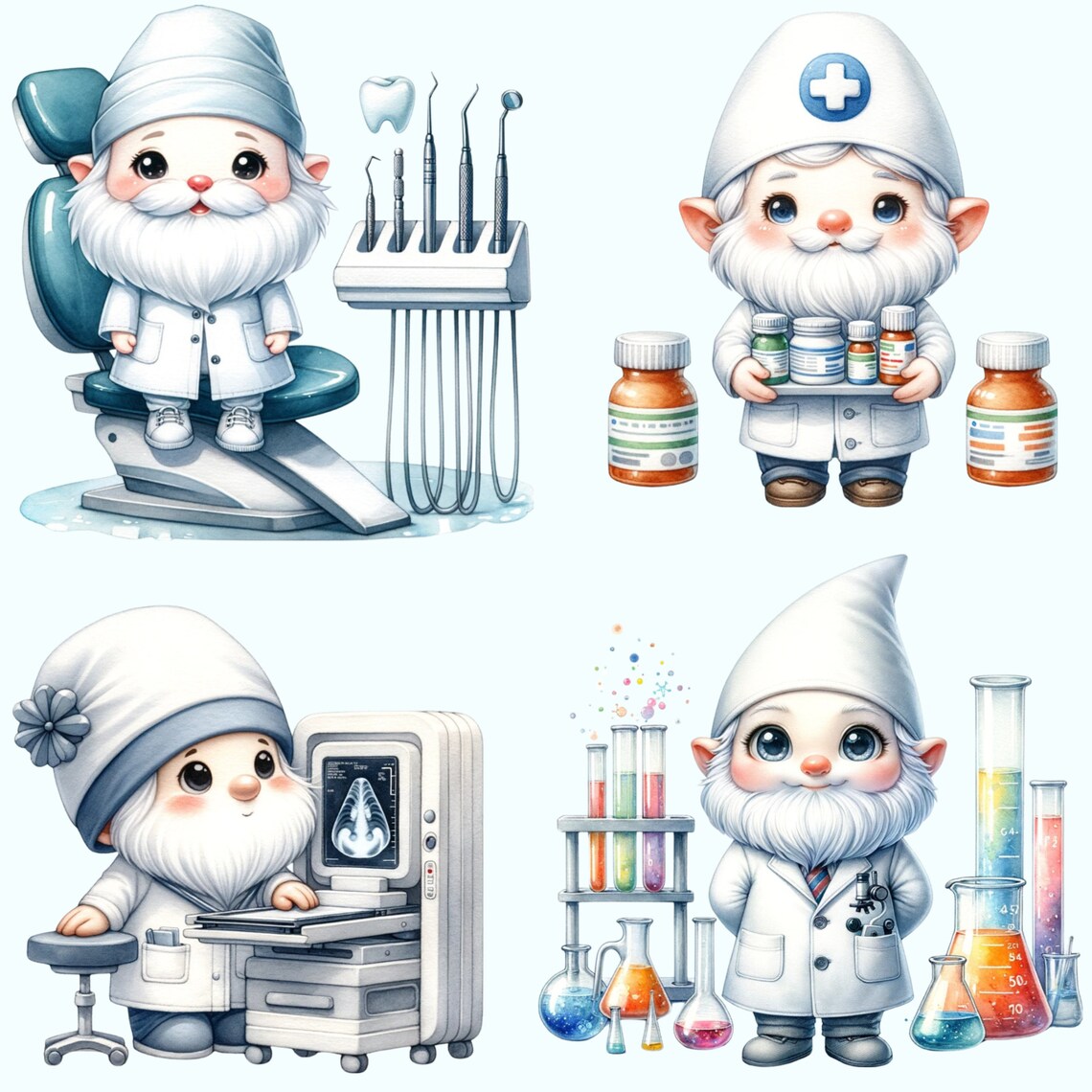 Nurse Doctor Gnomes Clipart, Doctor Gnomes Clipart, Nurse Gnomes ...