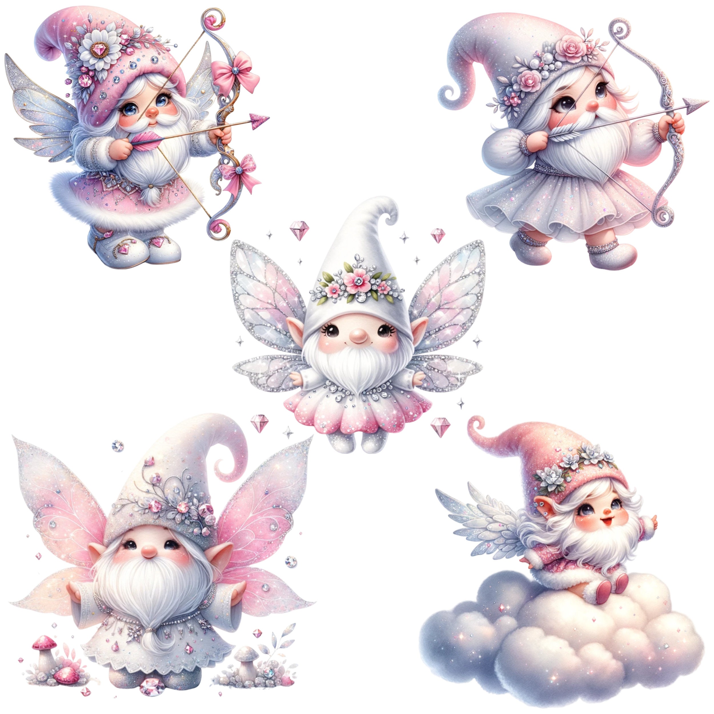 Fairy Gnome Clipart PNG, 15 Watercolor Princess Clip Art, Gift ...
