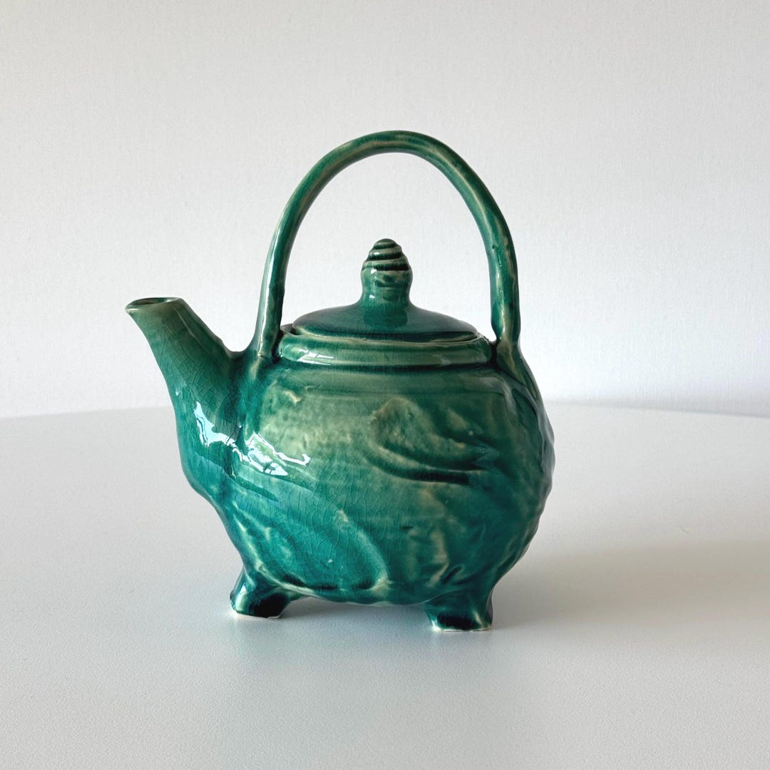 Tea Pot | Turquoise Studio Pottery |australian Art Ceramics | Vintage ...