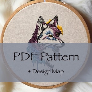 Mystic Wolf Embroidery Pattern PDF With Design Map - DIY Crafters ...