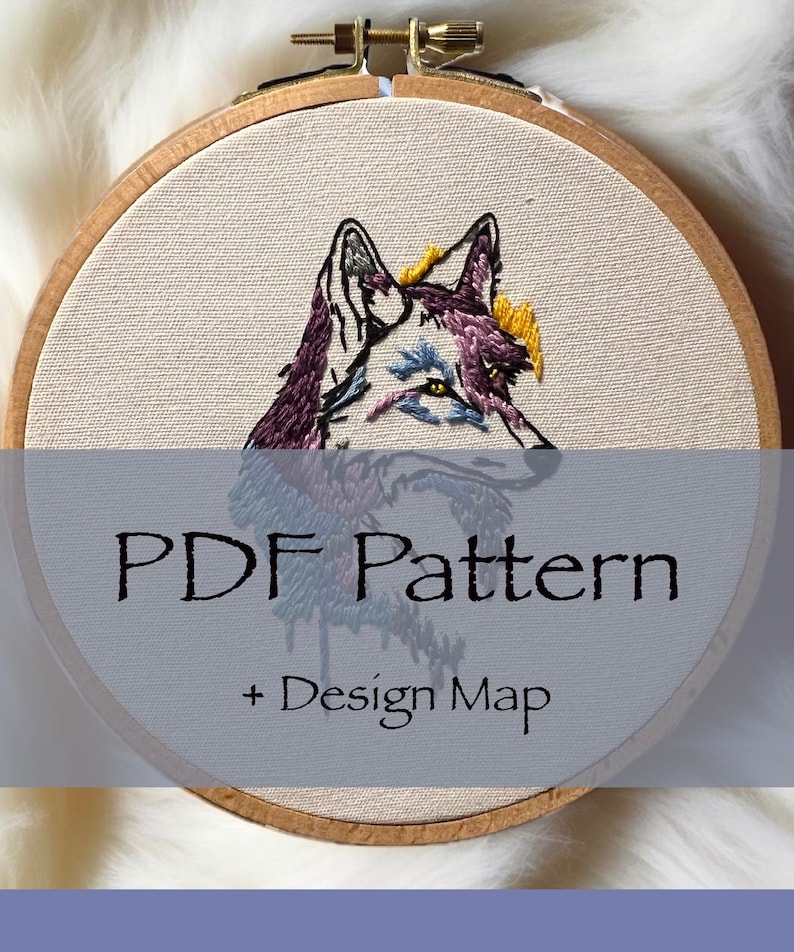 Mystic Wolf Embroidery Pattern PDF With Design Map - DIY Crafters ...