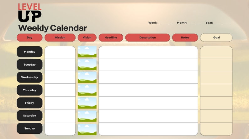 Printable and Digital Weekly Level up Planner Customizable Weekly ...