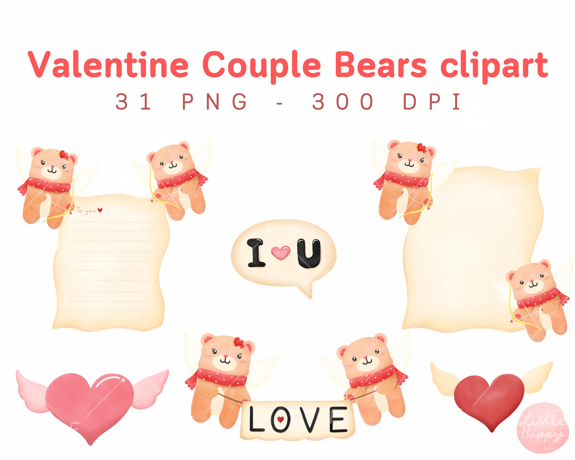 Valentine Couple Bears Clipart,valentine's Day Clipart,cute Bear ...