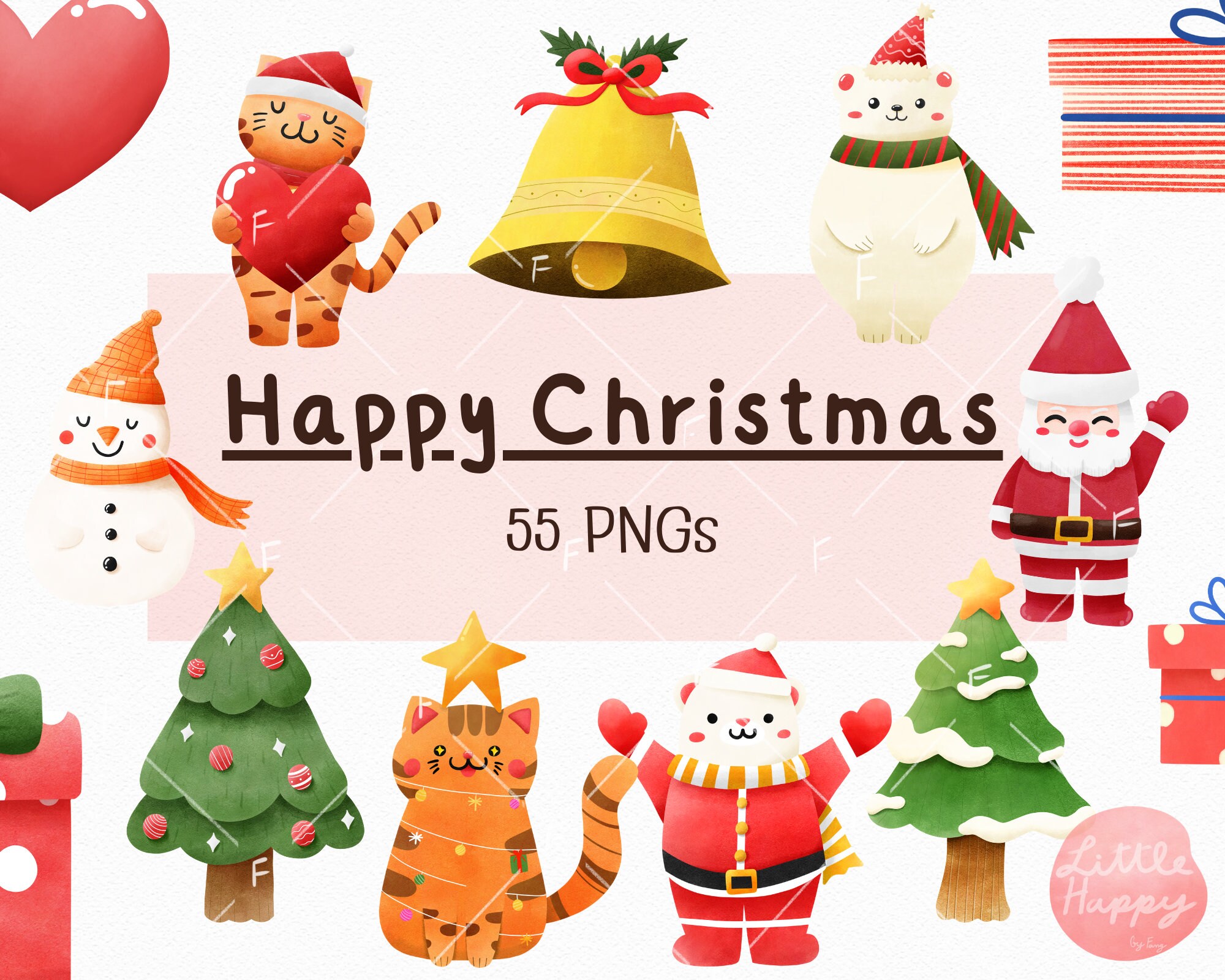 Cute Christmas Clipart , Cute Animal Clipart , Instant Download , Png ...
