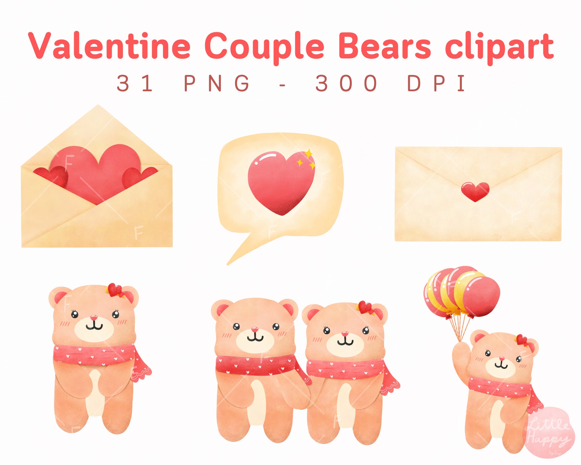 Valentine Couple Bears Clipart,valentine's Day Clipart,cute Bear ...