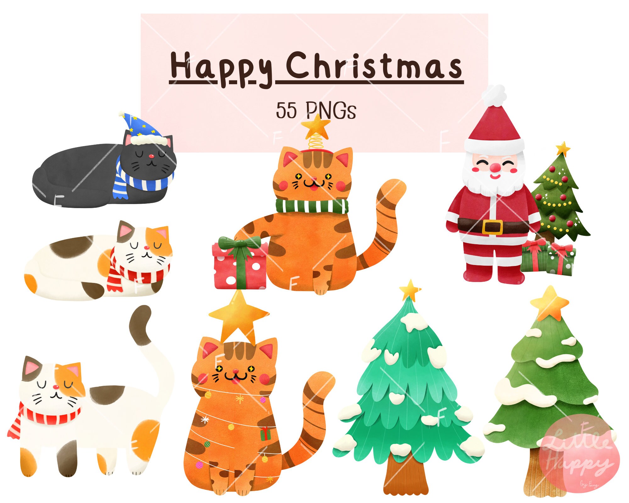 Cute Christmas Clipart , Cute Animal Clipart , Instant Download , Png ...