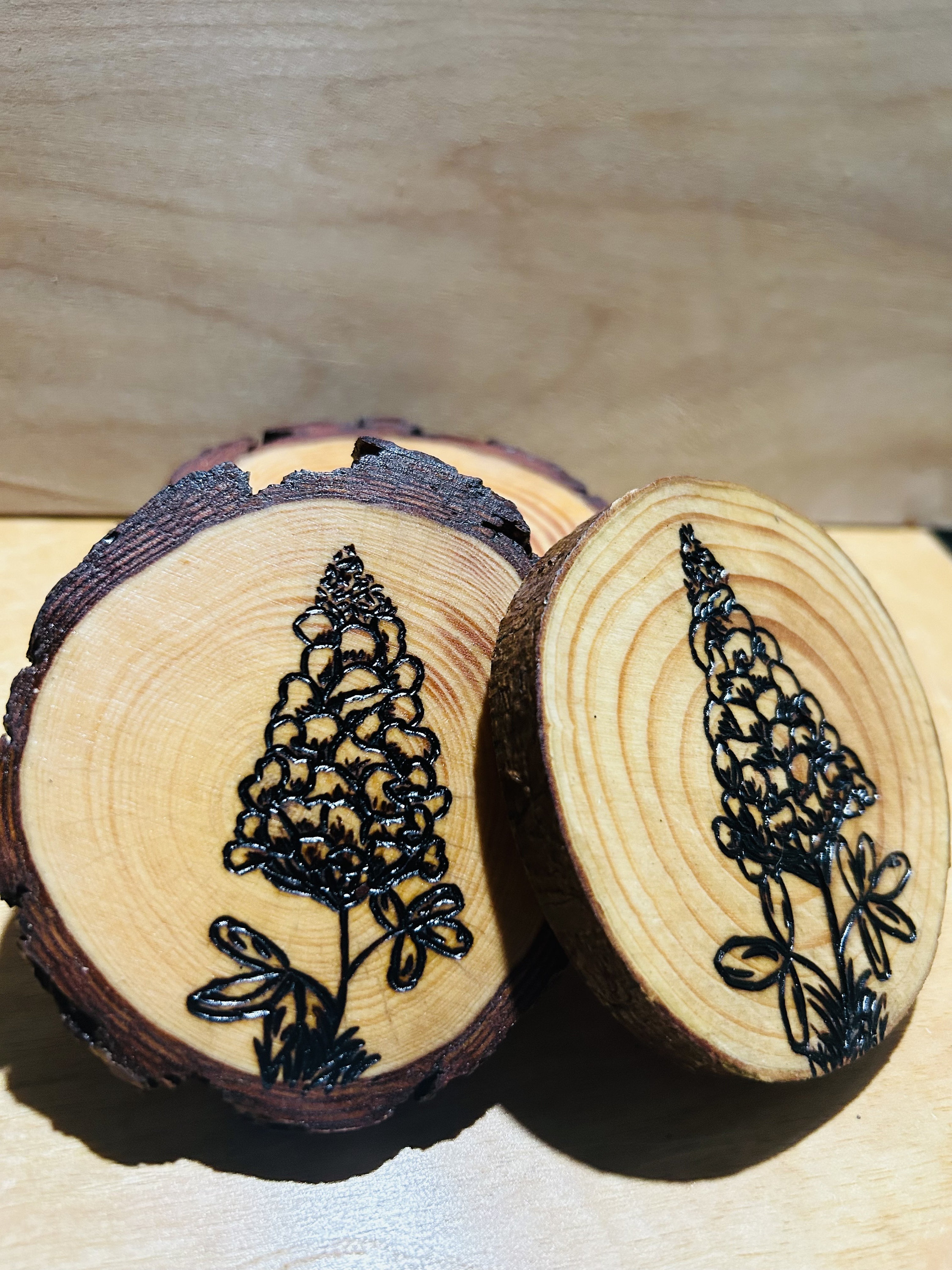 Handmade Wood Burned Bluebonnet Coasters - Etsy