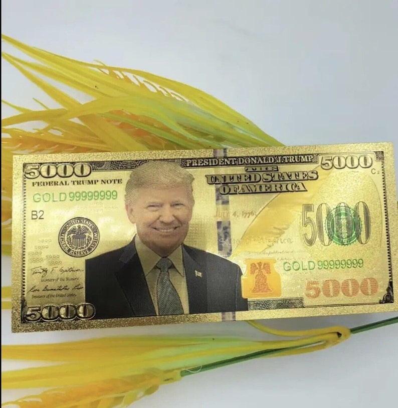 President Donald Trump 2024 Colorized 5000 Dollar Bill Gold Foil ...