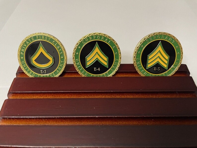 US ARMY Challenge Coin Rank Promotion Progress E-3 to E-5 With Holder ...