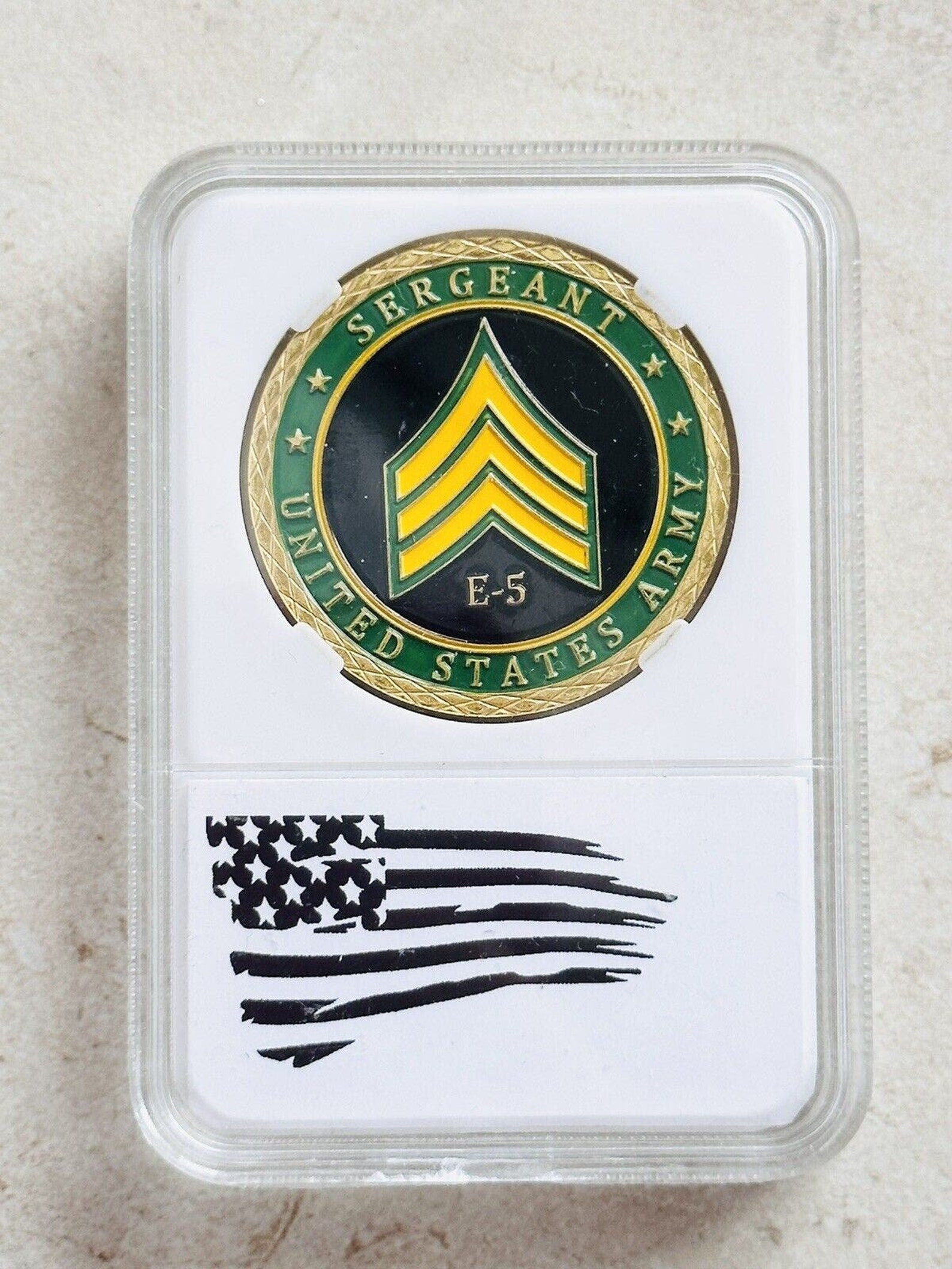 US Army Rank Sergeant Challenge Coin E5 With American Flag Case - Etsy