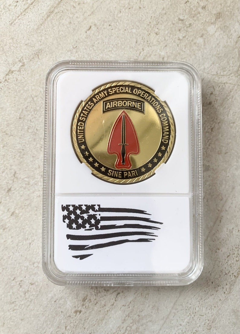 Army Special Operations Command Challenge Coin Sine Pari With Case Fast ...