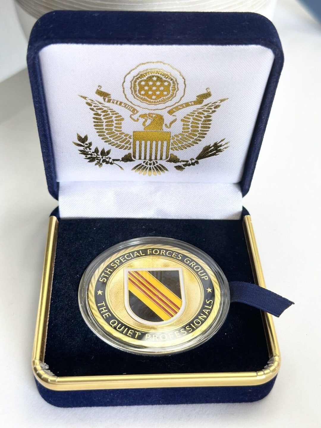 5th Group Challenge Coin ARMY Airborne SPECIAL FORCES With Velvet Case ...