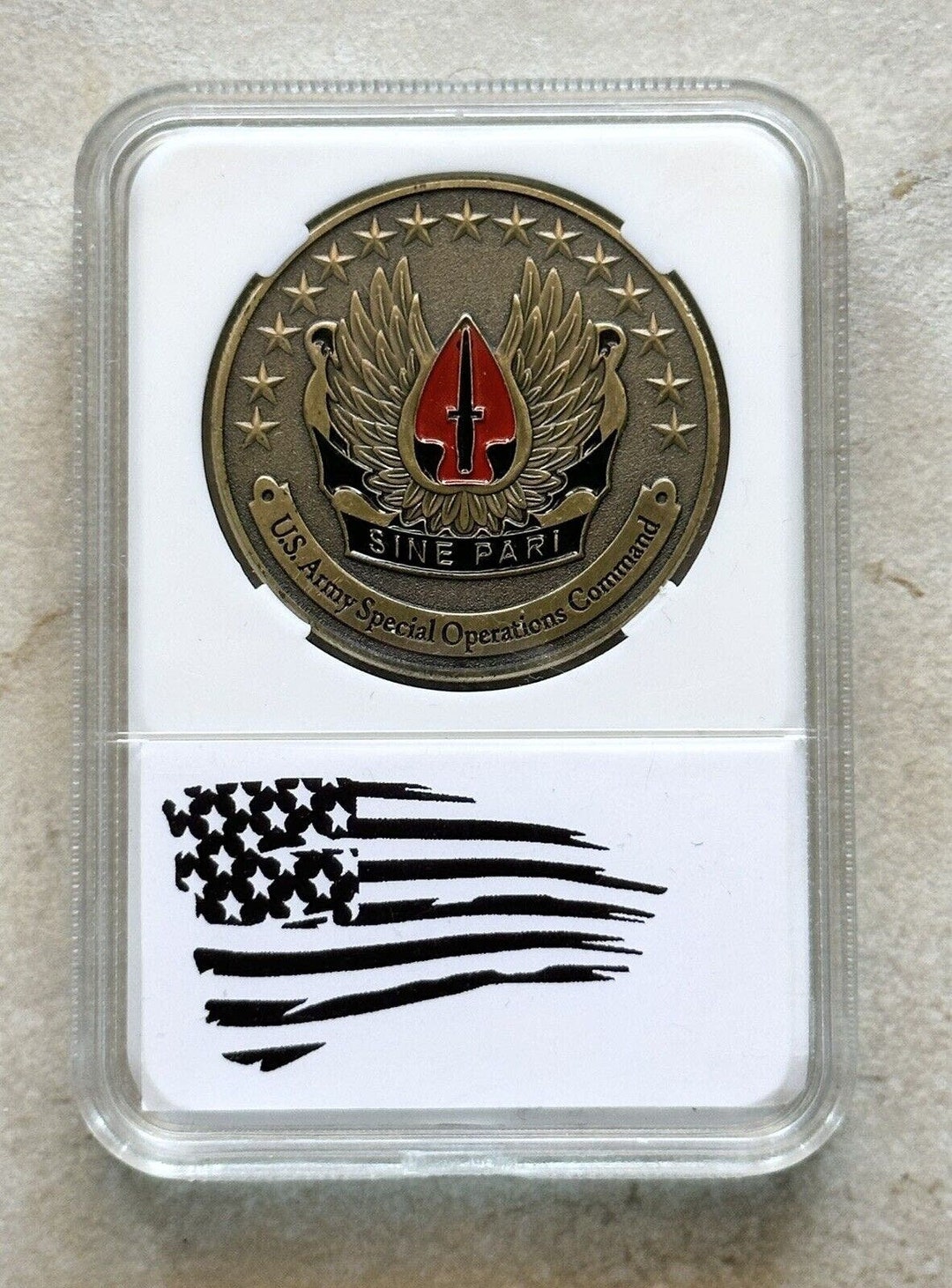 NEW U.S. Army Special Operations Command Sine Pari Challenge Coin With ...