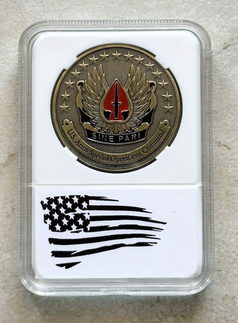 NEW U.S. Army Special Operations Command Sine Pari Challenge Coin With ...